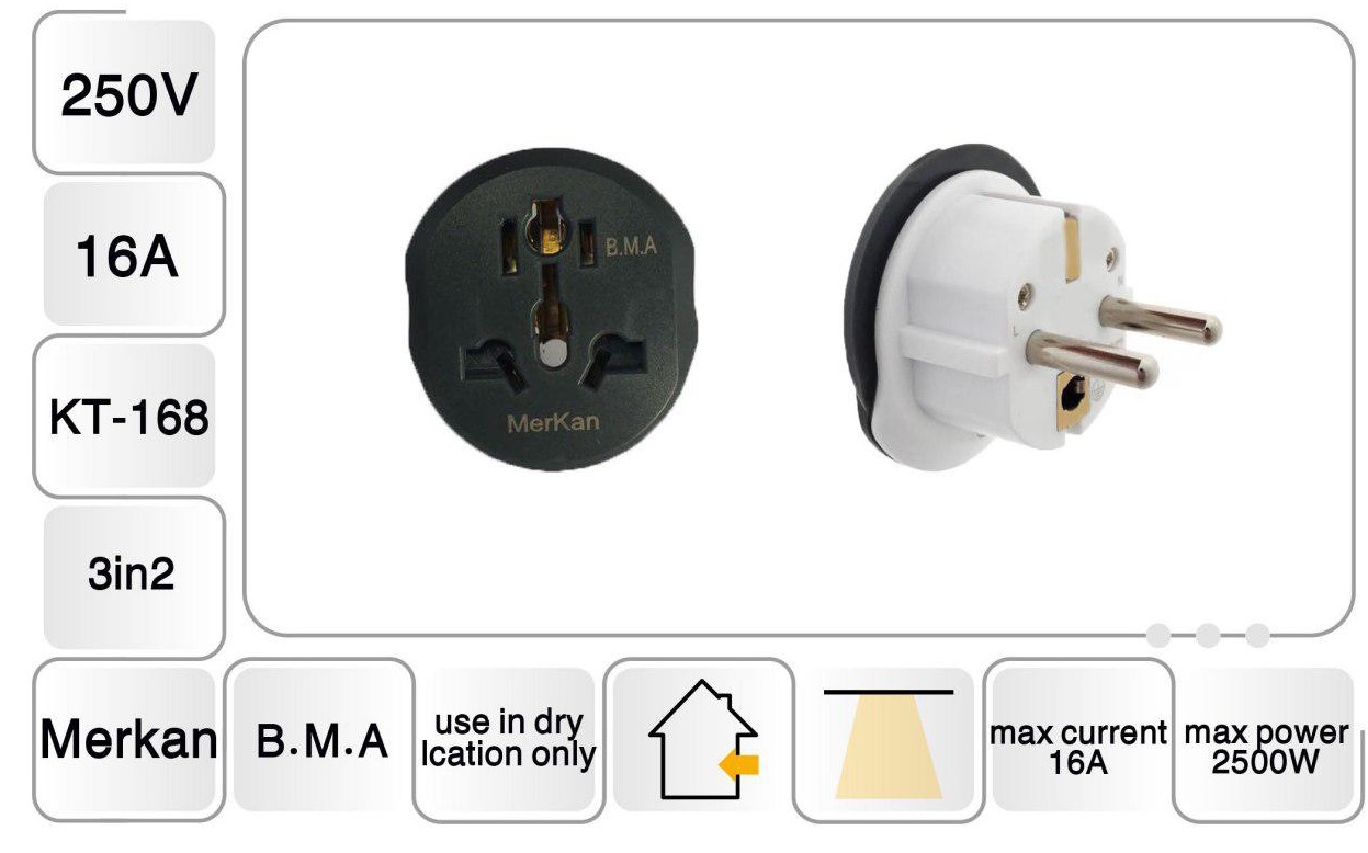 مبدل برق Merkan مدل KT-168 - فروشگاه اینترنتی گندور